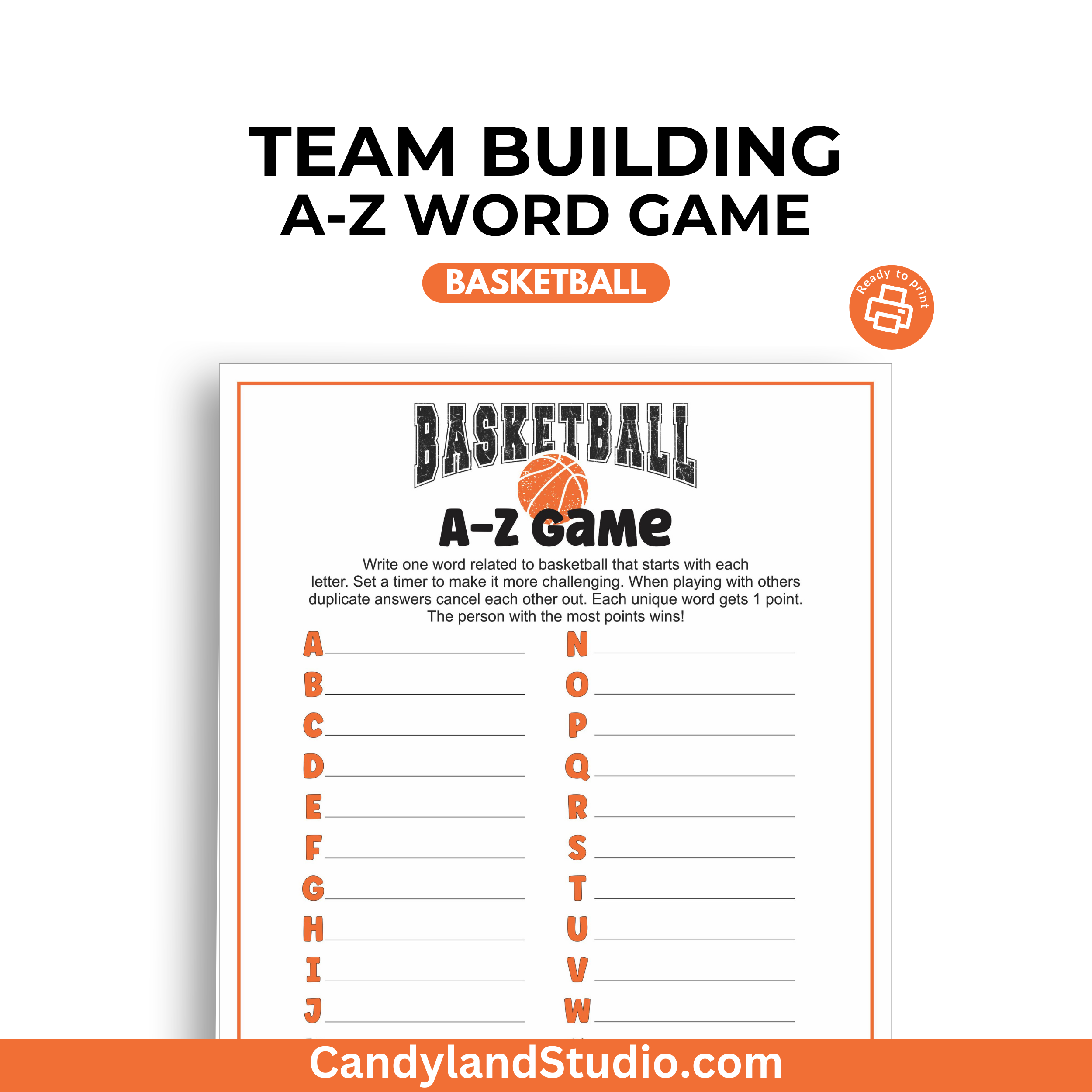 Basketball Word Game - Printable Alphabet Sports Activity | Digital PDF ...