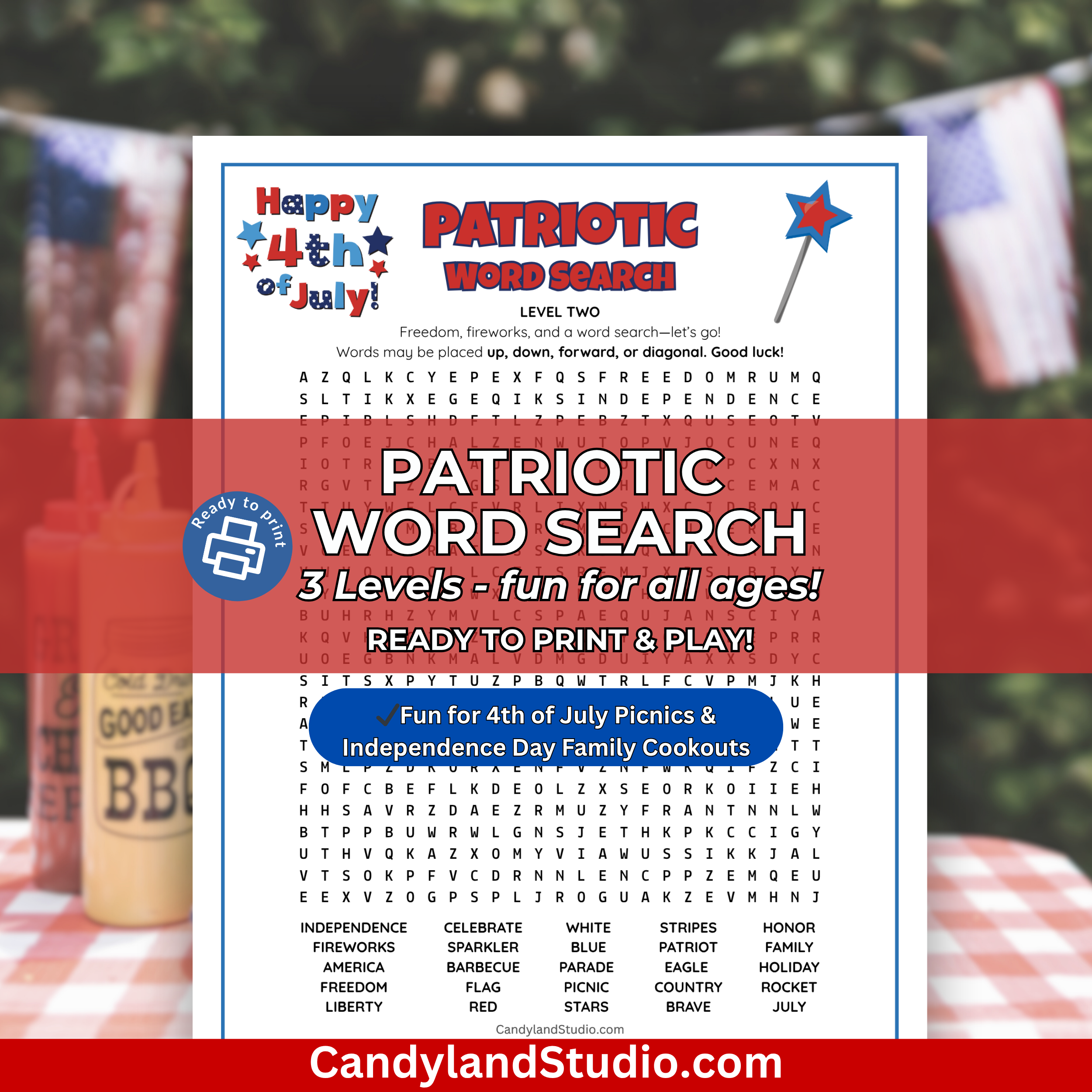 4th of July Word Search | Patriotic Puzzle Game for Family BBQ ...