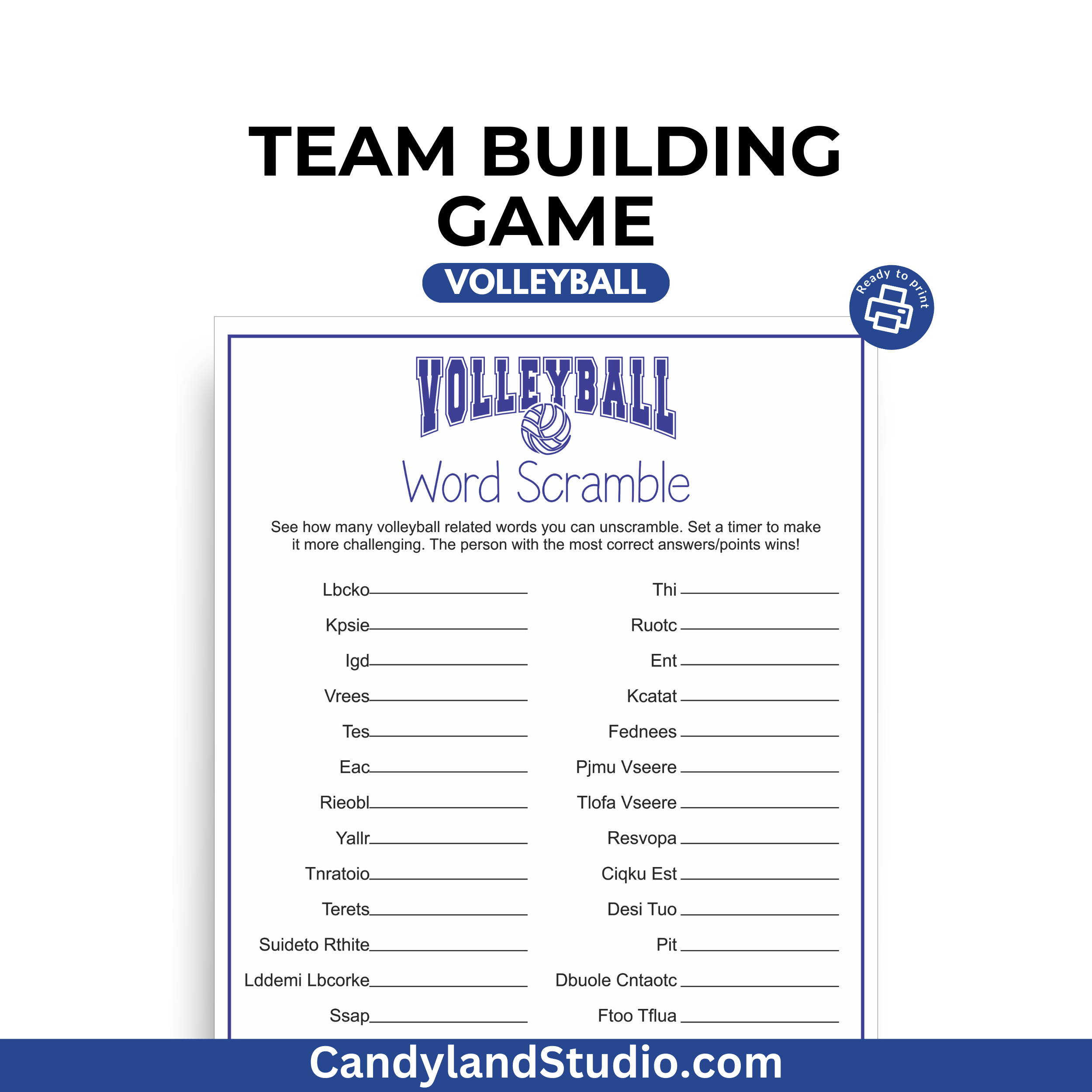 Volleyball Word Scramble | Team Building Game & Printable Volleyball ...