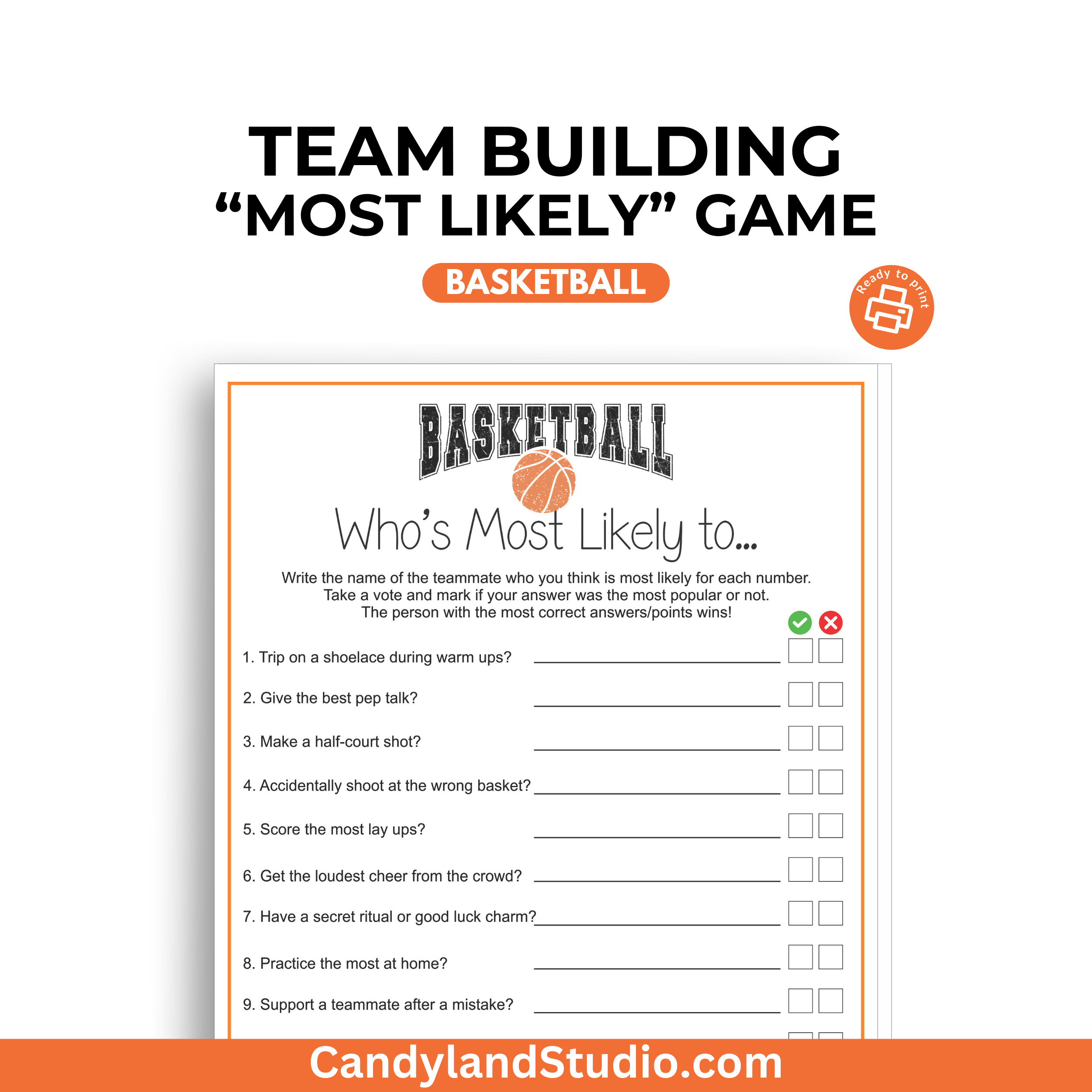 Basketball Team Game - Printable Most Likely Questions | Team Building ...