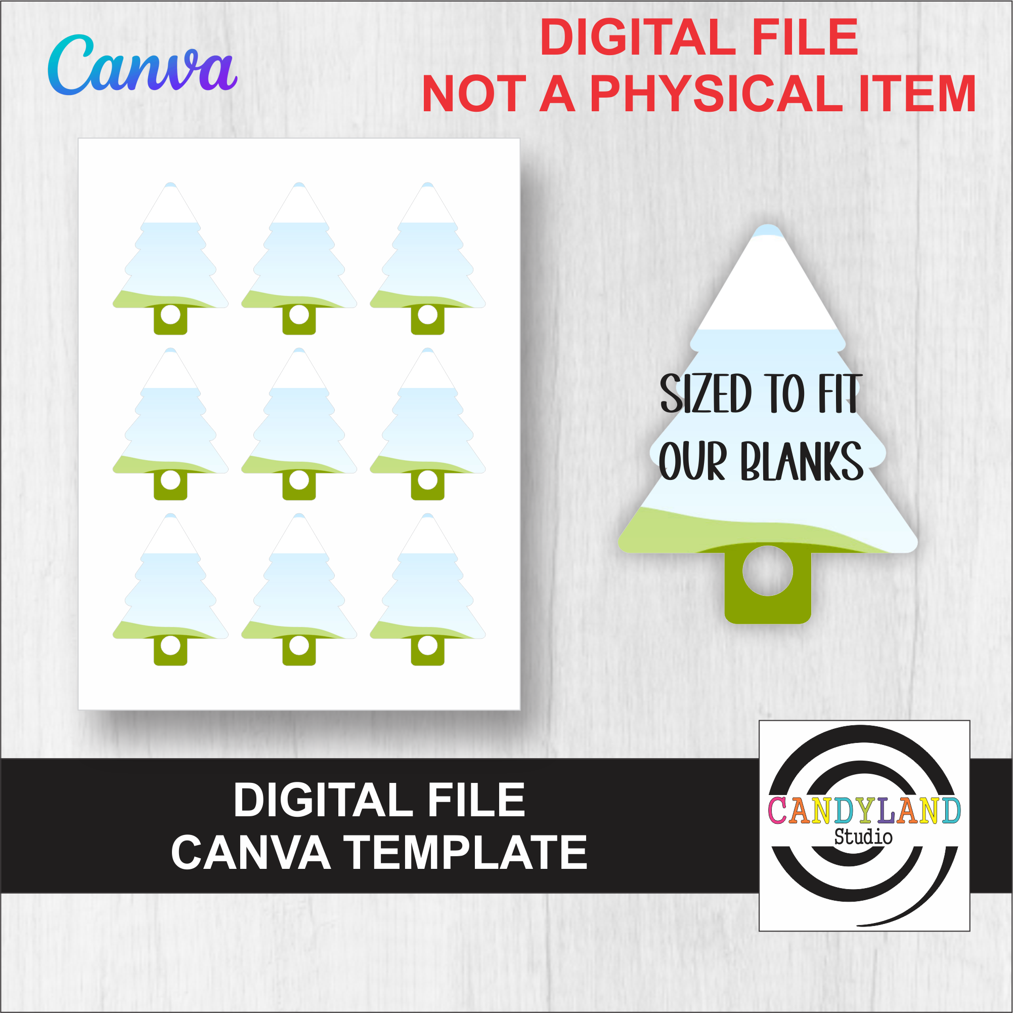 Christmas Tree Canva Template DIGITAL FILE for 30oz Tumbler Name Tag L ...