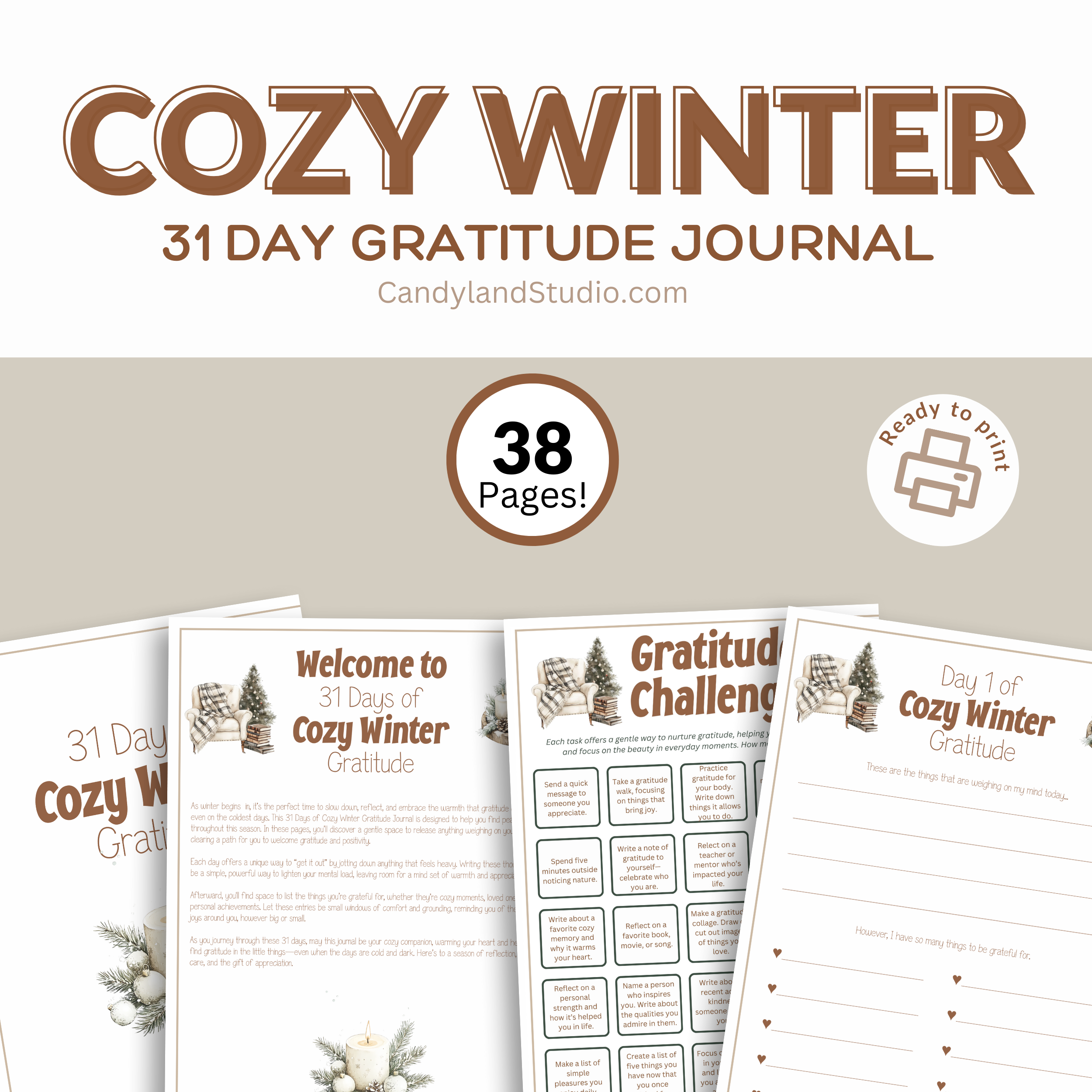 Cozy Winter Gratitude Journal - 31 Day Challenge PDF Printable ...