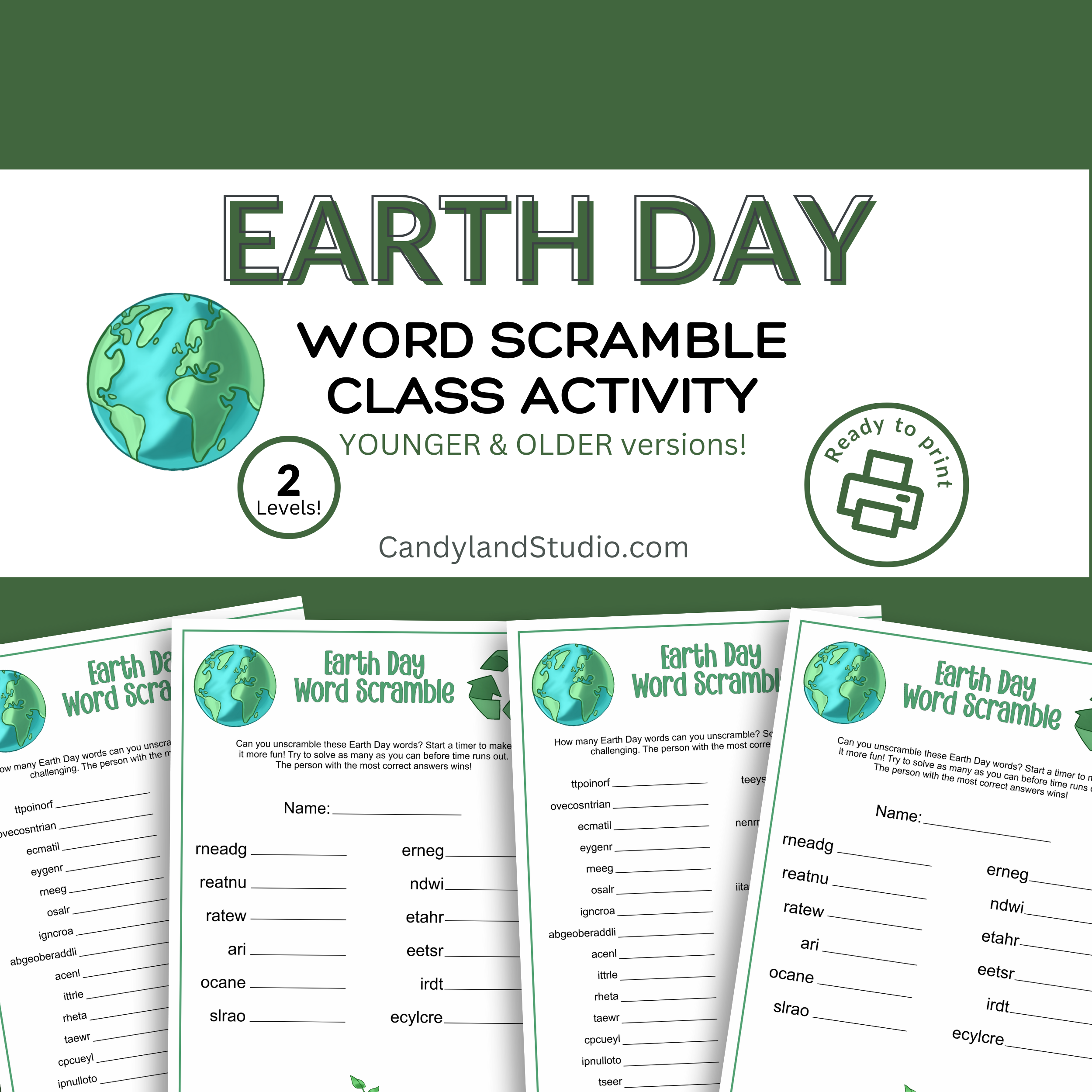 Earth Day Word Scramble Game – Candyland Studio