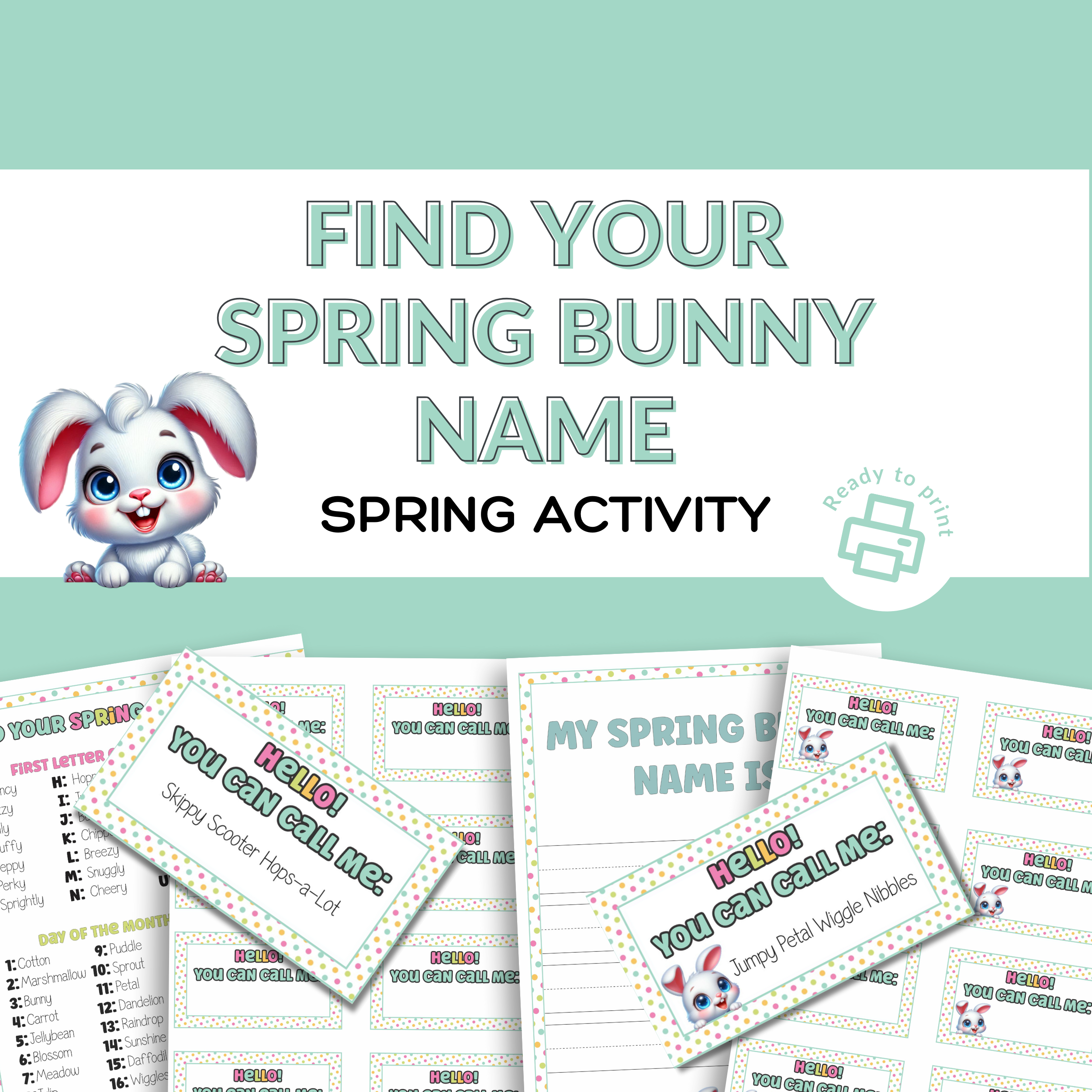 Spring Bunny Name Chart - Printable Name Tags & Handwriting Practice ...