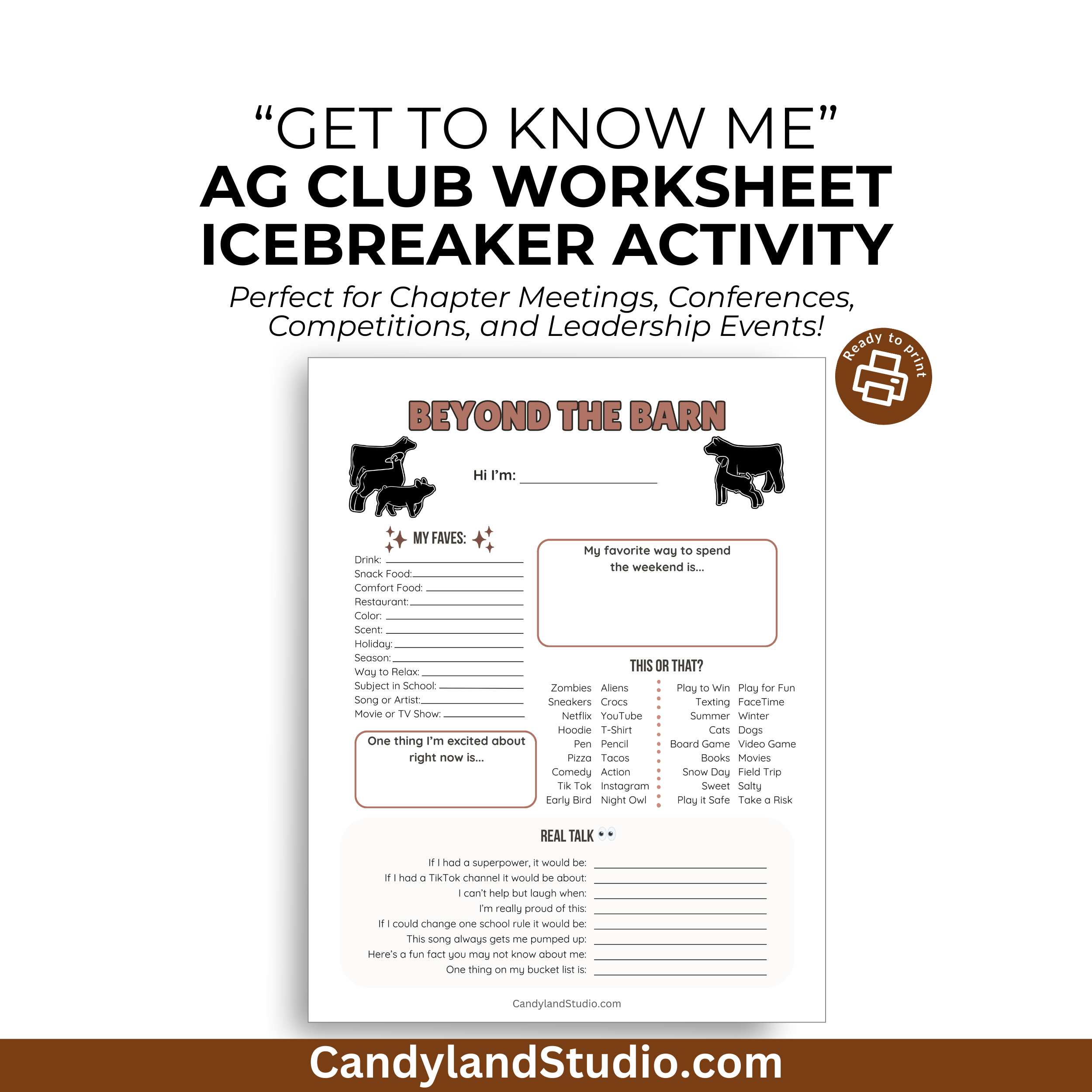 FFA Get to Know You - Agriculture Worksheet | Student Icebreaker ...