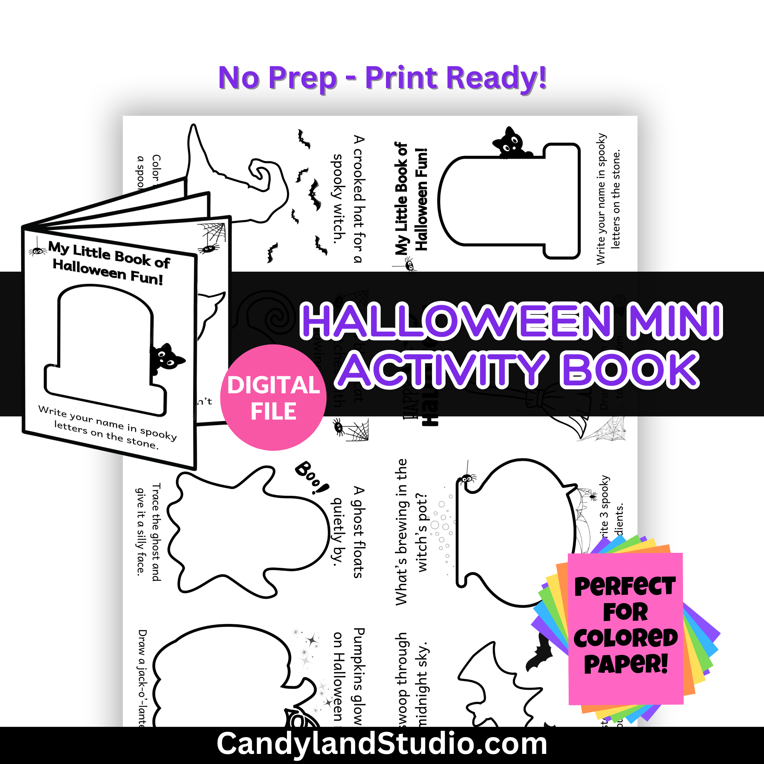 Halloween Coloring Booklet - Mini Printable Activity Book With Spooky ...