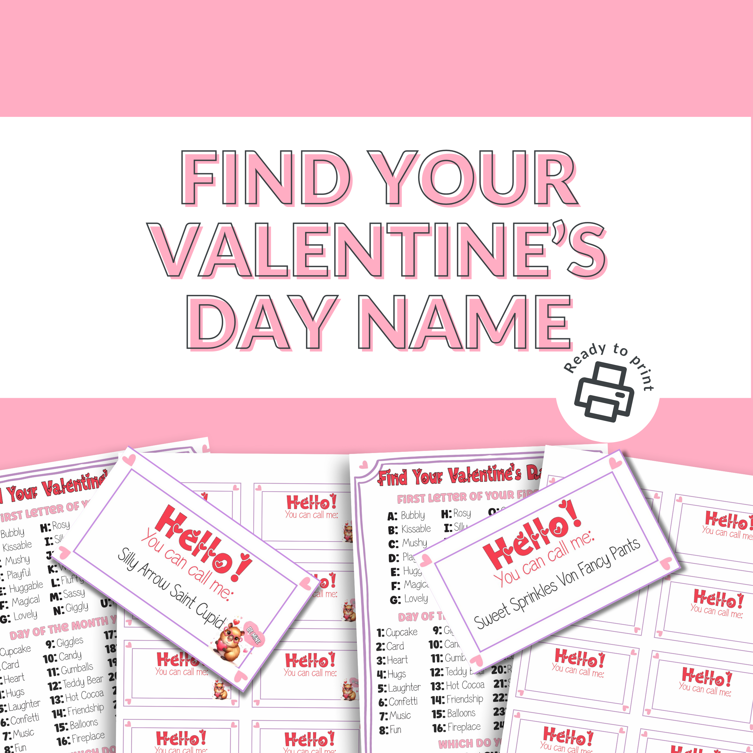 Find Your Valentine's Day Name Chart + Name Tags PDF – Candyland Studio