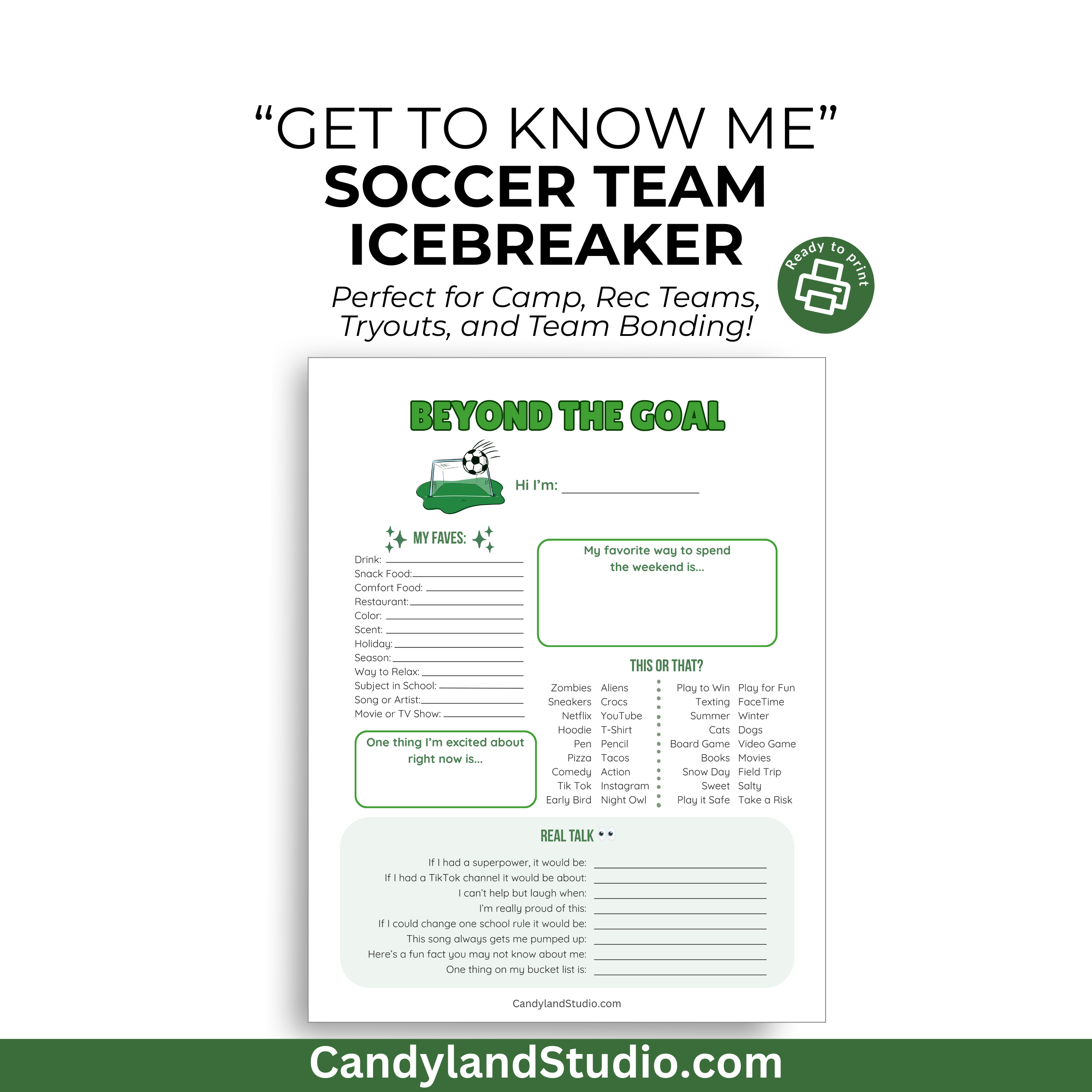 Football Printable Activity – Soccer Player Questionnaire PDF | Team ...
