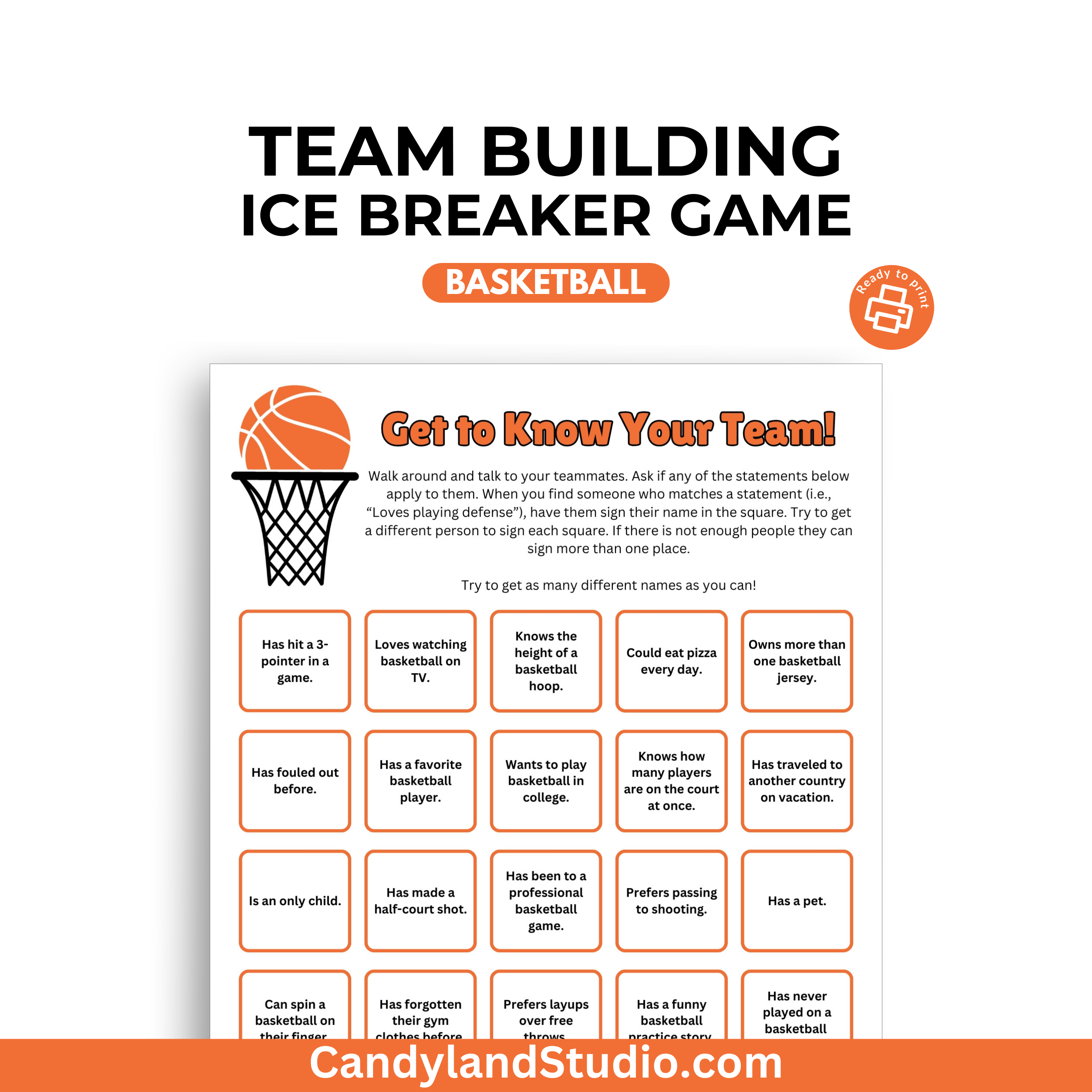 Basketball Team Building - Find Someone Who Game | Printable Team ...