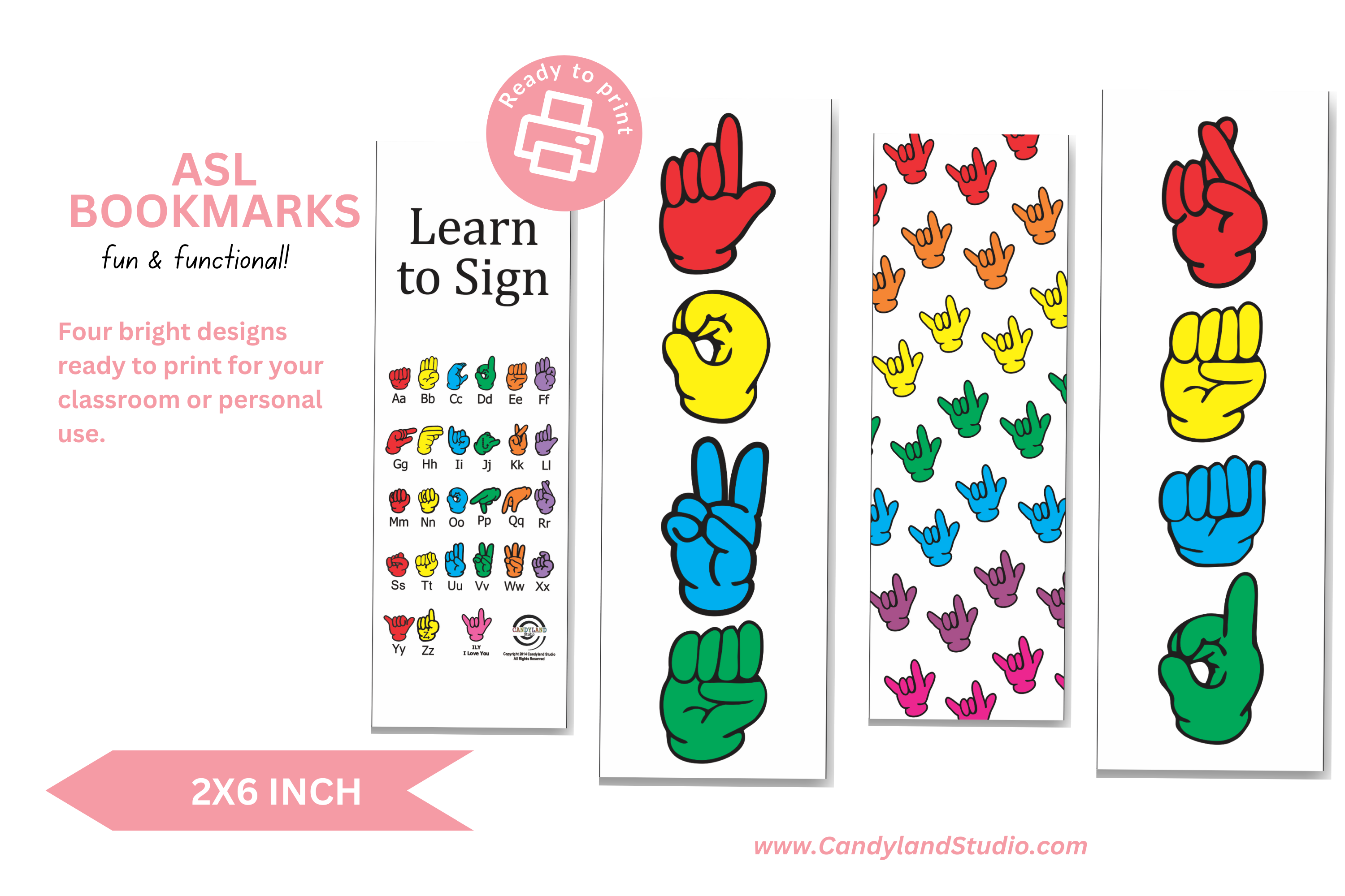 ASL ILY Sign Language Love to Read Bookmarks – Candyland Studio