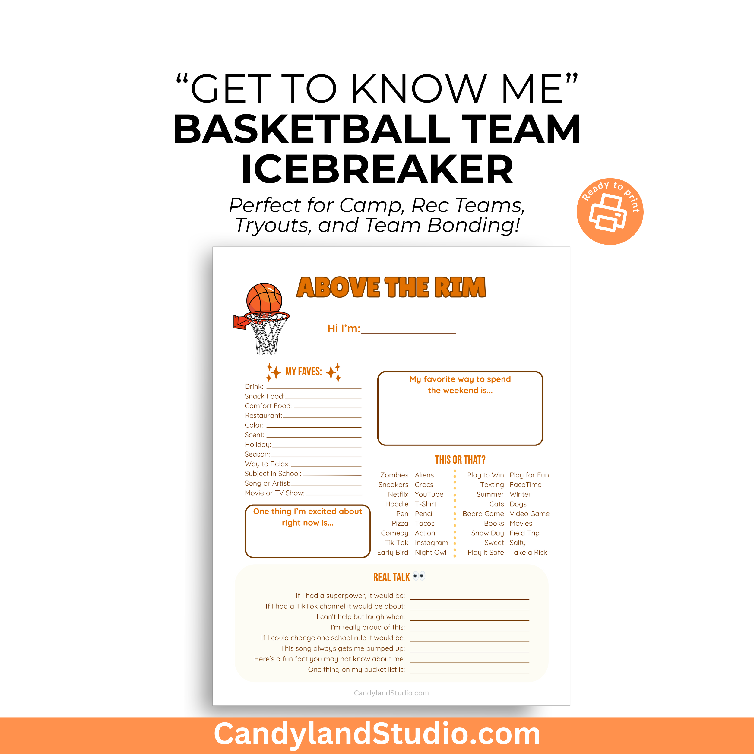 Football Activity Worksheet - Printable Sports Team Building Icebreaker ...