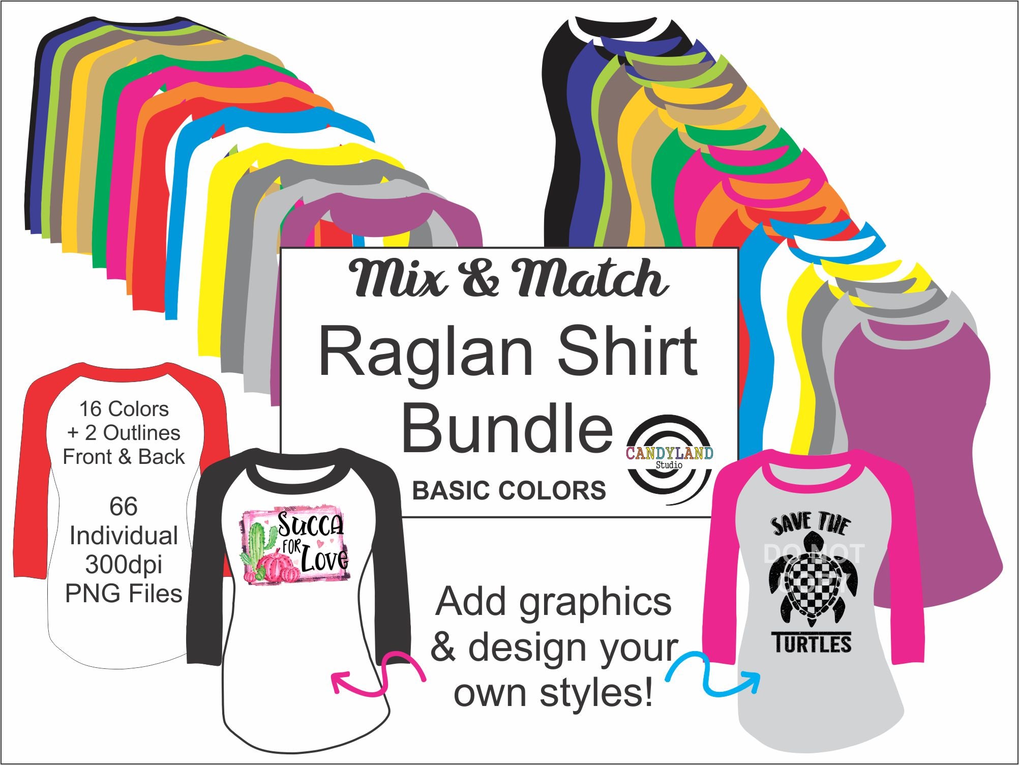 Mix & Match Raglan Long Sleeve Shirt Graphics – Candyland Studio